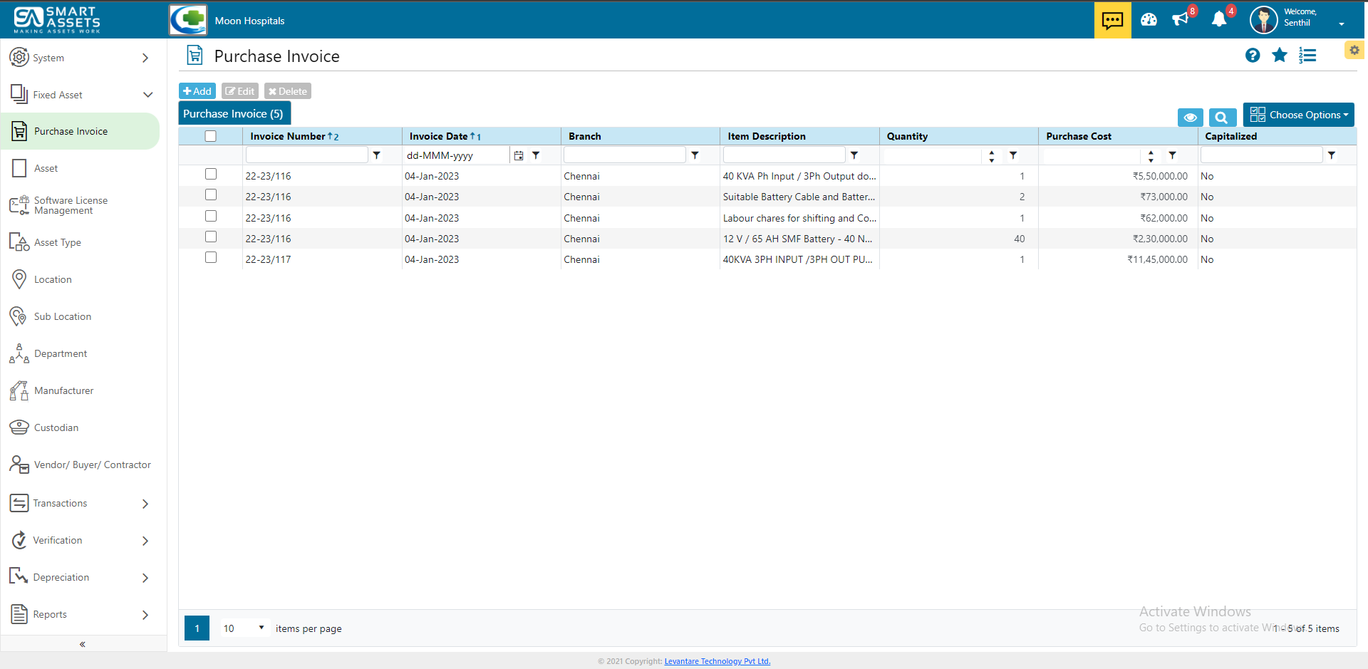 Purchase InvoiceLevantare Technology Pvt Ltd